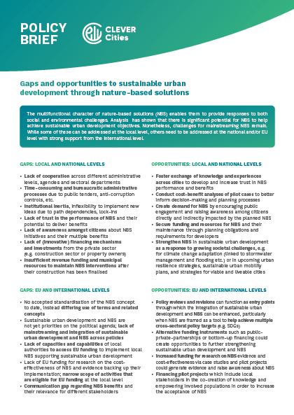 Gaps and Opportunities to Sustainable Urban Development through Nature ...